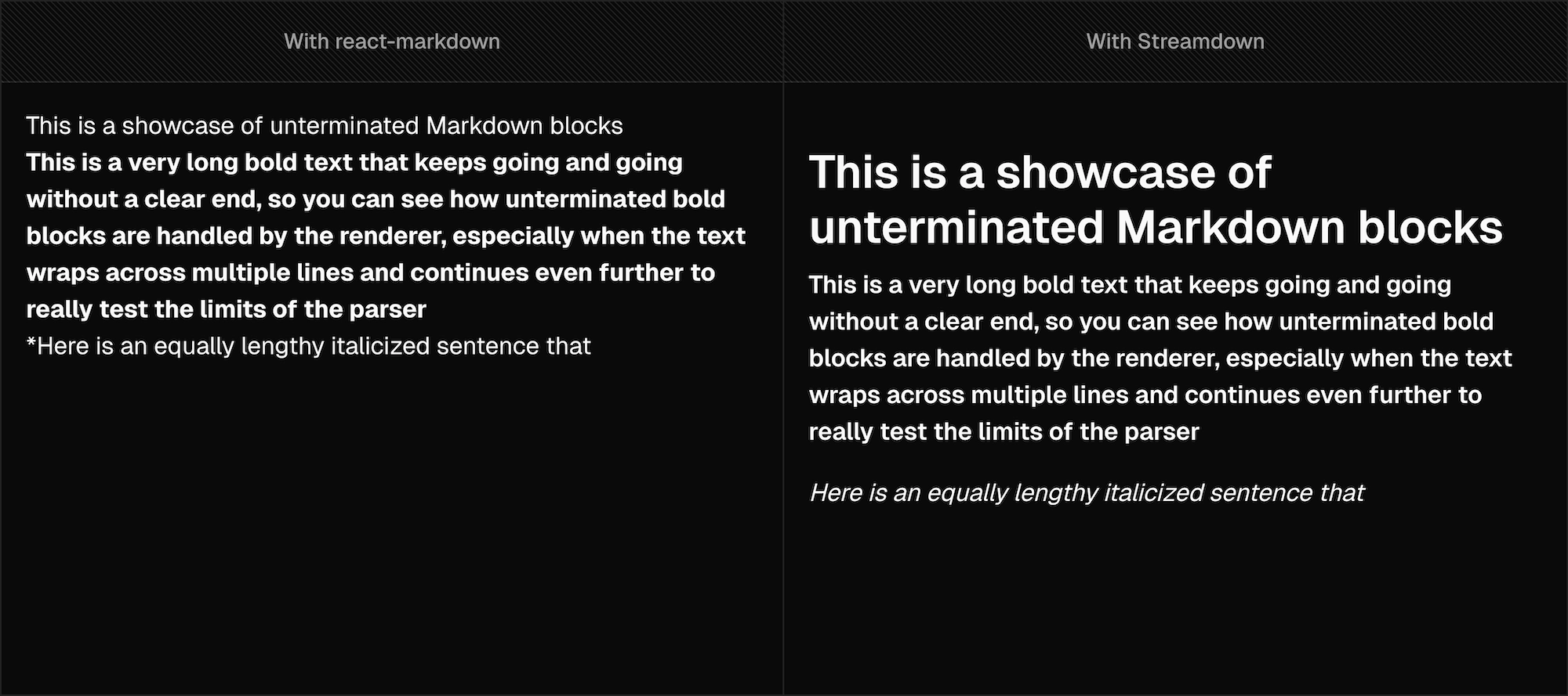 Streamdown - 스트리밍에 최적화 된 마크다운 렌더러